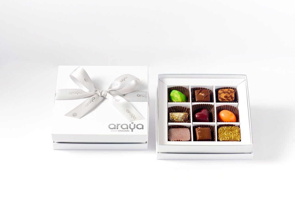 9 Chocolates Gift Box - Assortment – Araya Artisan Chocolate