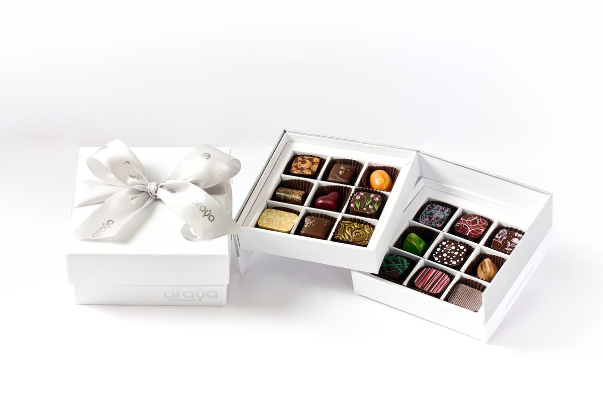 18 Chocolates Multilayer Gift Box - Assortment – Araya Artisan Chocolate