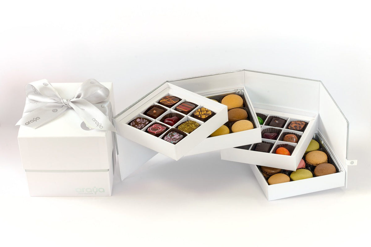 36 Chocolates and Macarons Combination Gift Box – Araya Artisan Chocolate